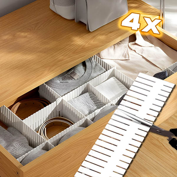 Separatoare reglabile din plastic pentru sertare (4 buc.) | DIVIDERSY ...