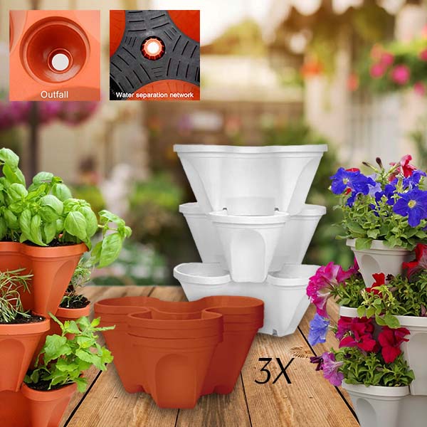 Ghivece suprapuse pentru flori (3x bucăți) | PLANTUP – Superzebra.ro